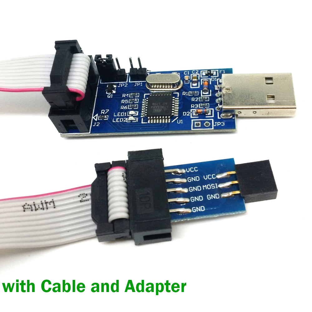 USBasp AVR ISP Programmer with Cable and 10pin to 6pin adapter | DaakyeTech