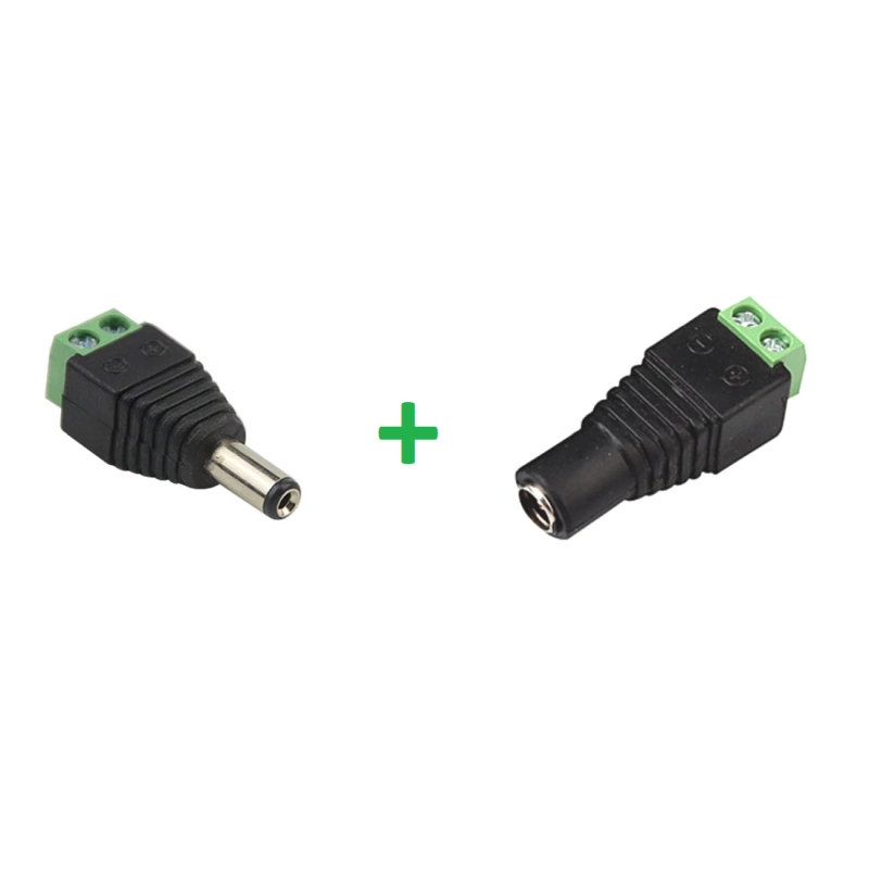 5.5mm x 2.1mm Male + Female DC Power Jack with Screw Terminals Pair ...